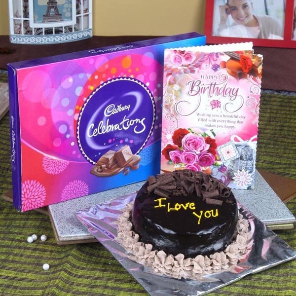 Buy/Send Chocolate Cake and Celebration Pack with Birthday Greeting ...